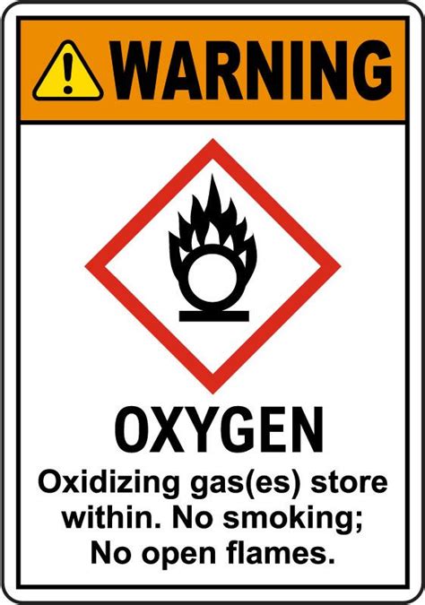 Warning Oxygen Oxidizing Gas Es Store Within Ghs Sign Save 10
