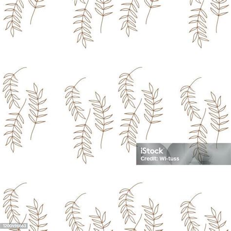 벡터 나뭇잎 분기 필드 단풍 원활한 패턴 이국적인 열대 하와이 윤곽선 잎 식물 식물 꽃 단풍 잉크 아트가 새겨져 있습니다 원활한 배경 패턴 직물 벽지 인쇄 질감입니다 0명에