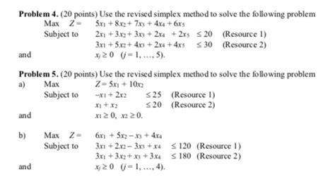 Solved Problem 4 20 Points Use The Revised Simplex Method
