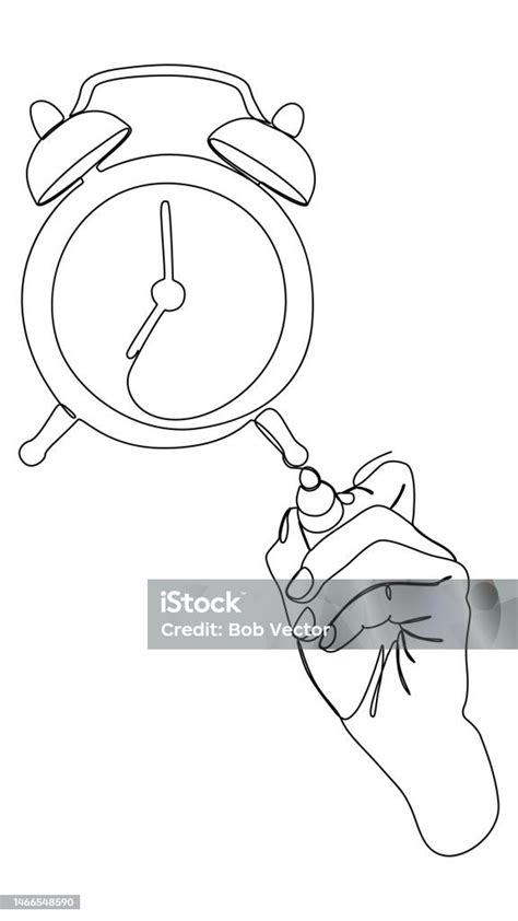 연필로 그린 알람 시계의 연속 한 줄 펠트 팁 펜 얇은 선 그림 벡터 개념입니다 윤곽 그리기 창의적인 아이디어 계시기에 대한