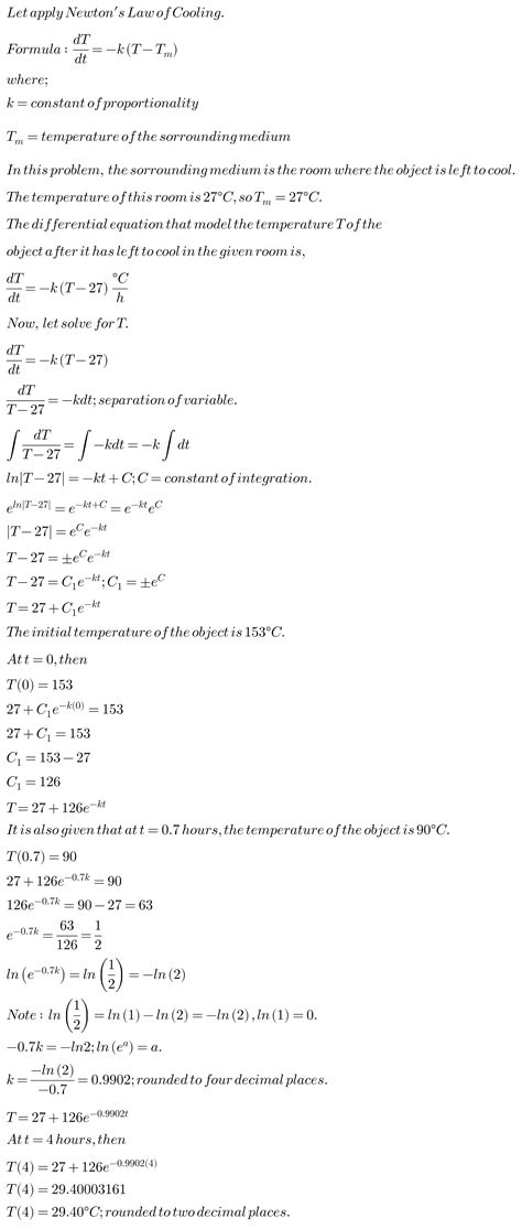 [solved] Newtons Law Of Cooling States That The Rate At Which An Object Cools Is Proportional