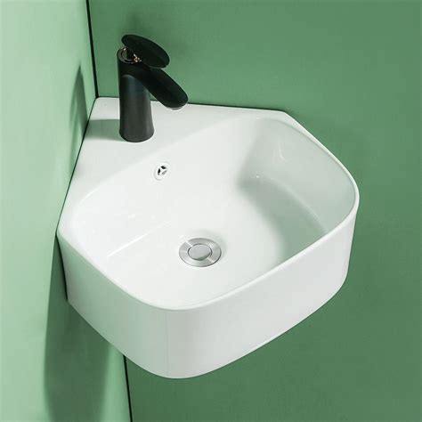 Lavabo Esquinero De Cerámica Montado En La Pared Para Balcones Diseño
