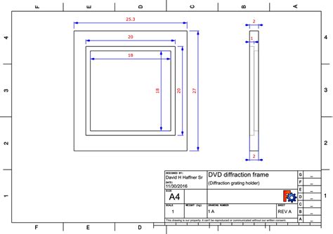 Drawing 1a Dvd Diffraction Grating Frame Assembly Details