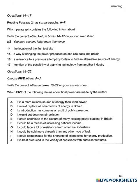 Ielts Reading Free Interactive Worksheets 1751527