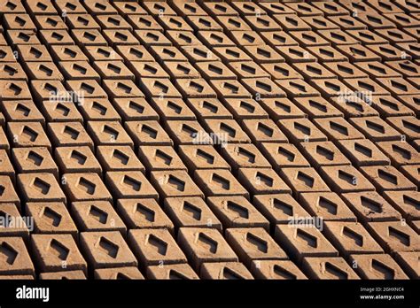 Hand Made Bricks From Wet Clay And Mud Are Kept For Drying Before The Burning Process