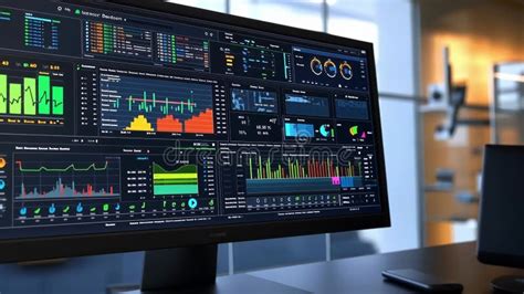 computer screen showing real time data analysis and financial charts in a modern office stock