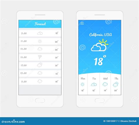 Weather Application User Interface Concept Stock Illustration