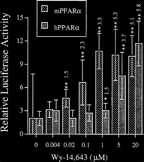 Activation Of Mouse And Human Ppar By Wy 14643 Cos 1 Cells