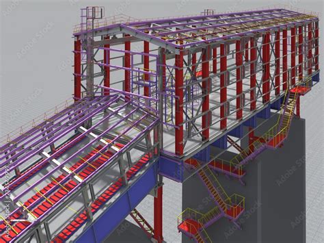 BIM Model D Structure Of Building Steel Structures Of Industrial Transportation Gallery