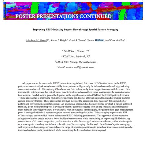 pdf improving ebsd indexing success rate through spatial pattern