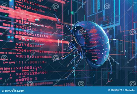 A Graphic Depiction Of A Bug Magnified On A Computer Screen Surrounded