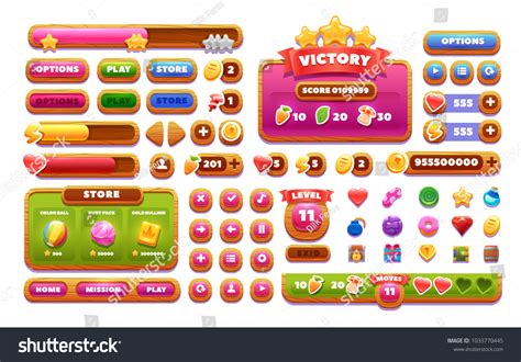 Game Ui Wooden Set Complete Menu Stock Vector Royalty Free Shutterstock