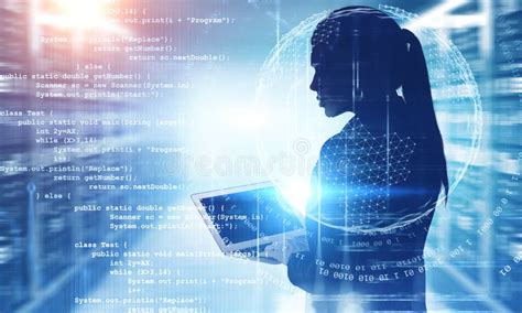 Woman Engineer With Laptop Coding In Data Center Stock Image Image Of Communication Computer