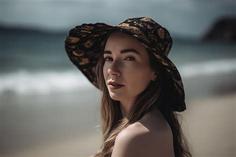Premium Ai Image Portrait Of A Young Pretty Girl At The Beach