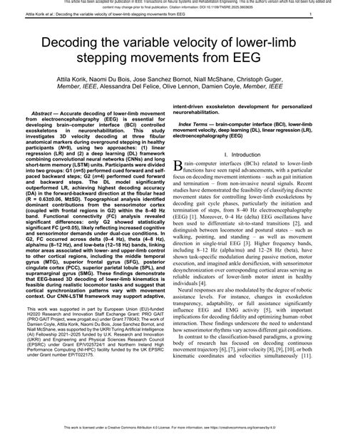Pdf Decoding The Variable Velocity Of Lower Limb Stepping Movements From Eeg