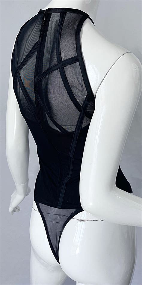 1980s Tadashi Shoji Black Bondage Inspired Vintage 80s Sexy Thong