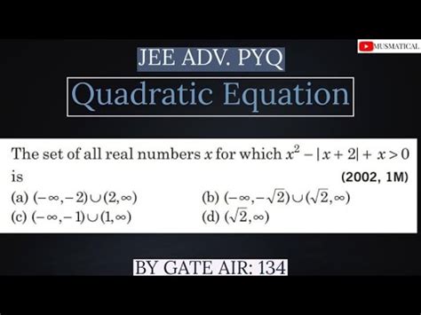 JEE ADV PYQ QUADRATIC EQUATION YouTube JEE ADV PYQ QUADRATIC EQUATION YouTube