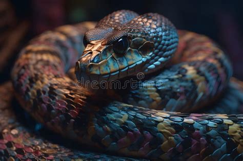 close up of a python generative ai stock illustration illustration