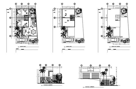 Elevation And Plan Of House Detail D View Layout File In Dwg Format