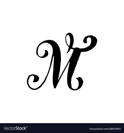 Beautiful Hand Written Capital Letter M With Curls