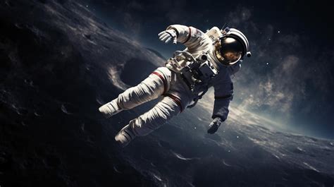 Premium Photo In Astronaut In Zero Gravity Floating Near The Surface
