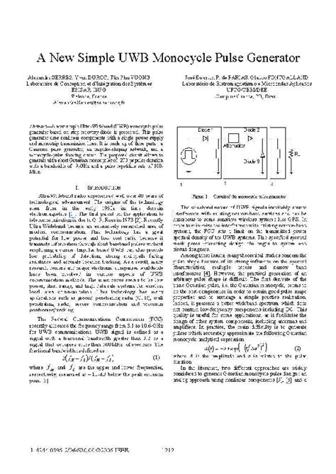 Pdf A New Simple Uwb Monocycle Pulse Generator