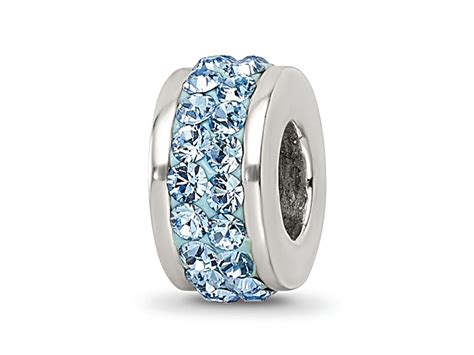 Sterling Silver Reflections Sky Blue Double Row Preciosa Crystal Bead
