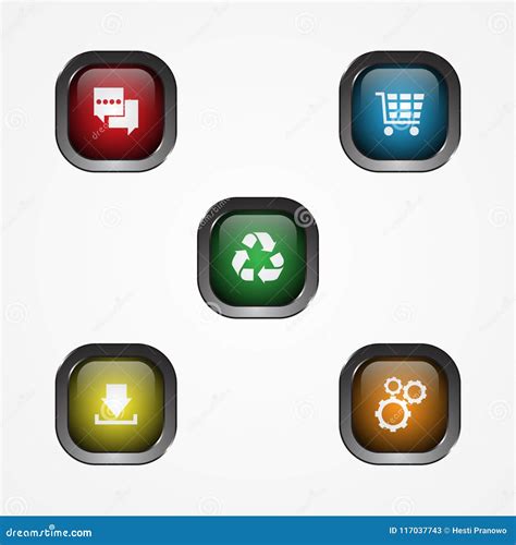 Design Vector Square Button With Icon For Web Stock Vector