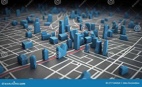 Explore The City With 3d Pointers And Gps Location Stock Illustration
