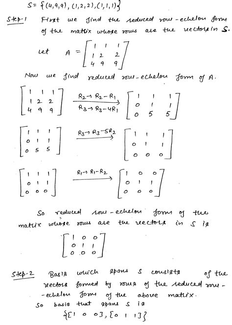 Solved LINEAR ALGEBRA Find A Basis For The Subspace Of R3 Spanned By S 5 Course Hero