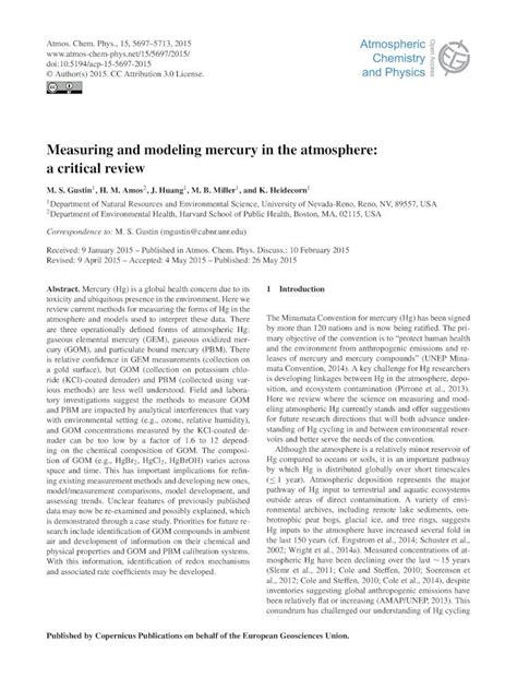 Pdf Measuring And Modeling Mercury In The Atmosphere A · Mercury Observation System Gmos