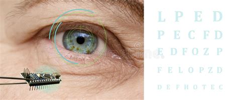 Female Eye Close Up Chart Test Table With Letters For Eye Examination