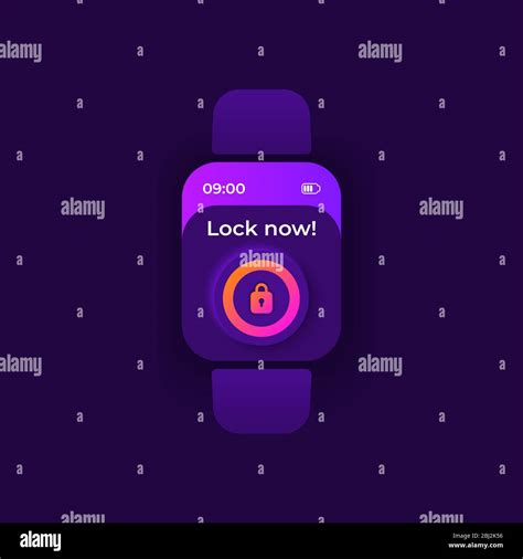 Smart Security Smartwatch Interface Vector Template Iot Mobile App Notification Night Mode