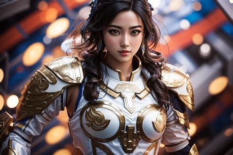 Premium Ai Image Cosmic Warior Kawai Cute Girl Futuretech