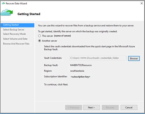 restore files to windows server using the mars agent azure backup