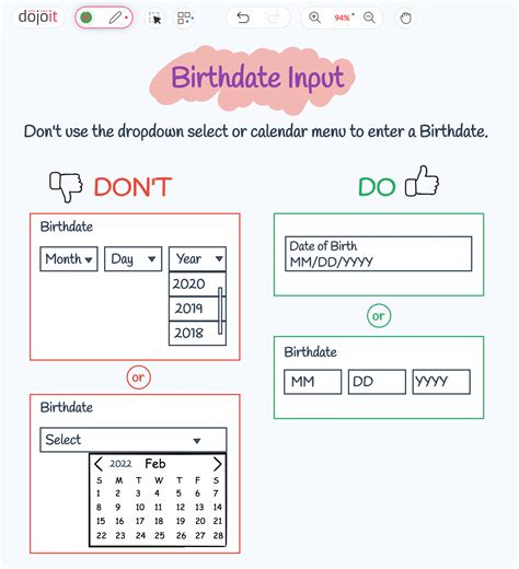 Birthdate Entry Tips