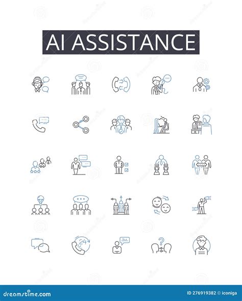 Ai Assistance Line Icons Collection Entanglement Superposition Qubit Error Correction
