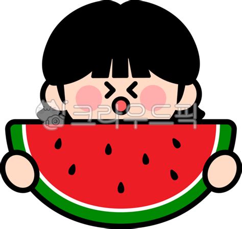 어린이 여름방학 어린이일러스트 수박먹는아이 수박 사진 이미지 일러스트 캘리그라피 Ringgo작가