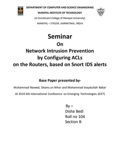 Network Intrusion Detection System Using Snort Ppt Internet Computing
