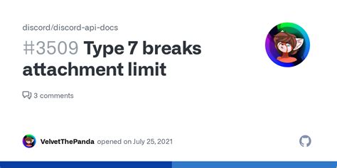 Type 7 Breaks Attachment Limit · Issue 3509 · Discorddiscord Api Docs · Github