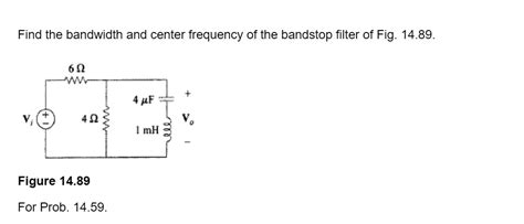 Solved Find The Bandwidth And Center Frequency Of The Bandstop Filter