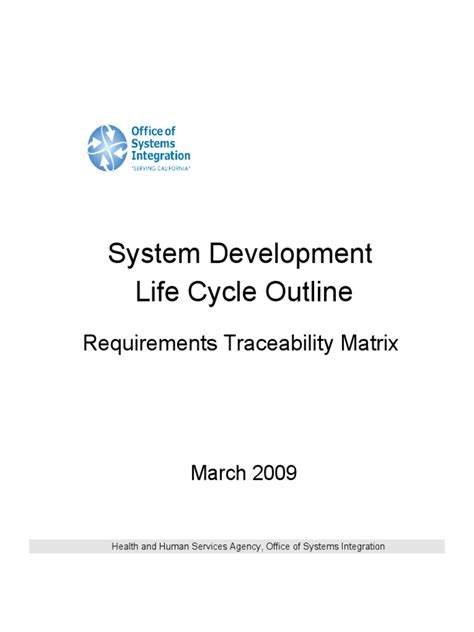 Sdlc Requirements Traceability Matrix Outline Pdf Specification Technical Standard