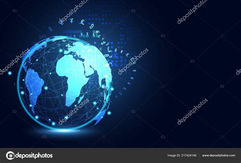Abstract Big Data Communication Technology Global Digital Cryptocurrency Concept Global Stock