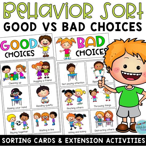 Good vs Bad Behavior, Behavior Card Sort, Making Good vs Bad Choices | Made By Teachers