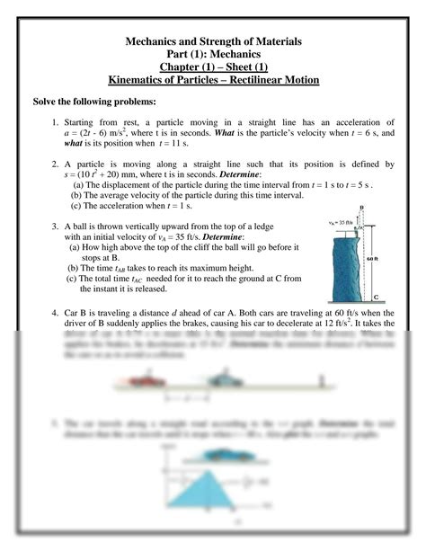 Solution Ch1 Sheet 1 Kinematics Of Particles Rectilinear Motion 1