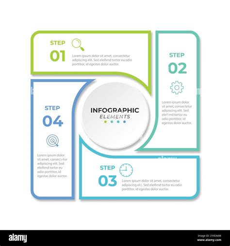Business Infographics Timeline With 4 Steps Options Squares Vector Template Stock Vector