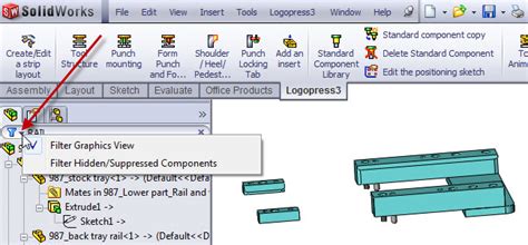 Filtering The Featuremanager Design Tree Accurate Die Design Software