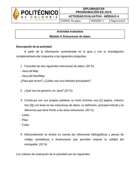 Actividad Programación En Java Pdf