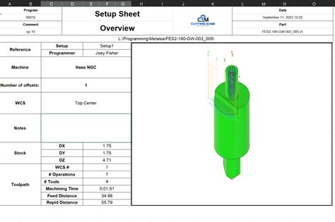 share your setup sheet autodesk community