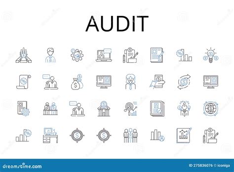 Audit Line Icons Collection Checkup Verification Inspection Scrutiny Examination Review